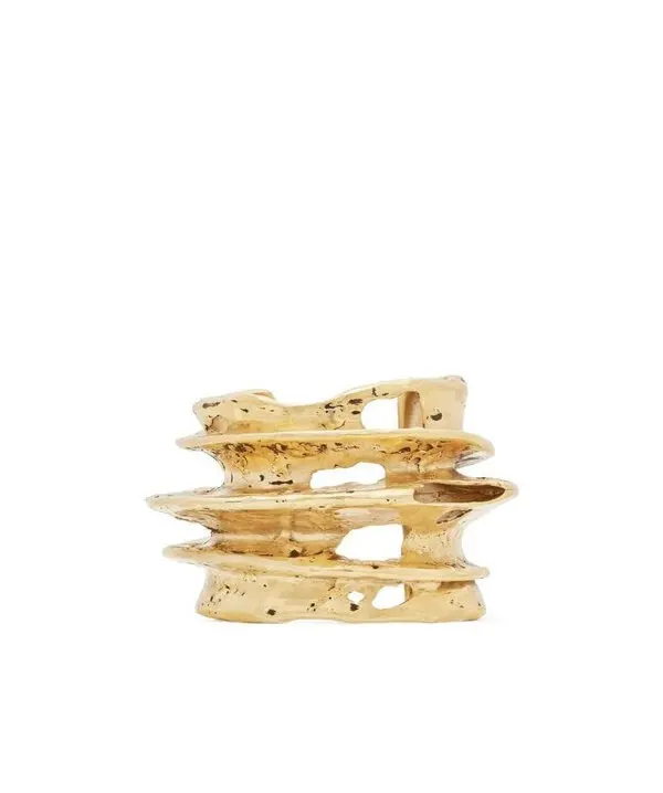 Saint Laurent Tornado Crater Cuff Bracelet In Metal - Yellow