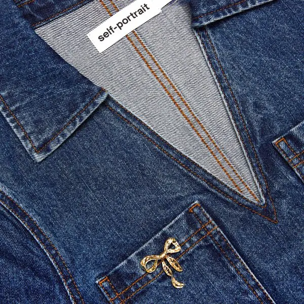 SELF-PORTRAIT V-neck Denim Dress With Pockets