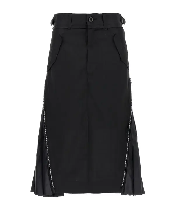 Sacai Zip Detailed Pleated Skirt - 001