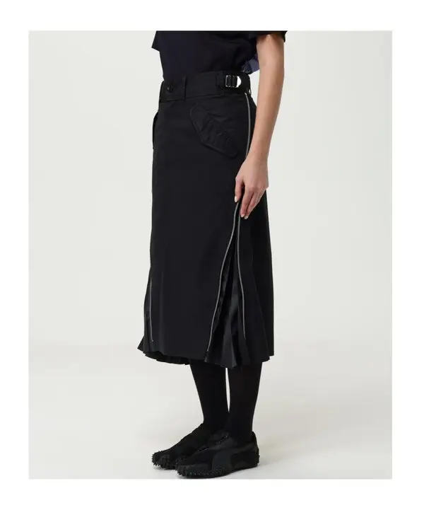 Sacai Zip Detailed Pleated Skirt