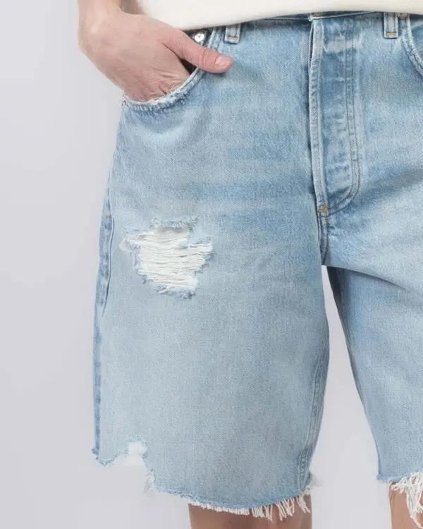 Citizens Of Humanity Distressed Denim Shorts With Raw Edge Hem - Pgoda