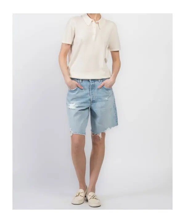 Citizens Of Humanity Distressed Denim Shorts With Raw Edge Hem - Pgoda