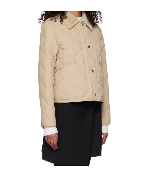 Burberry Cropped Quilted Jacket With Embroidered Logo - No