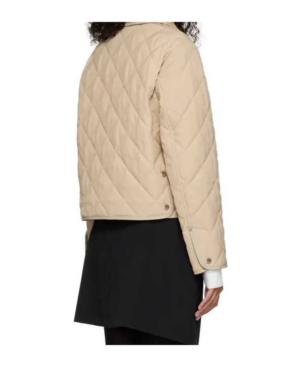 Burberry Cropped Quilted Jacket With Embroidered Logo - No
