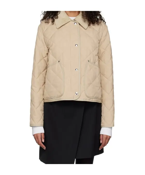 Burberry Cropped Quilted Jacket With Embroidered Logo