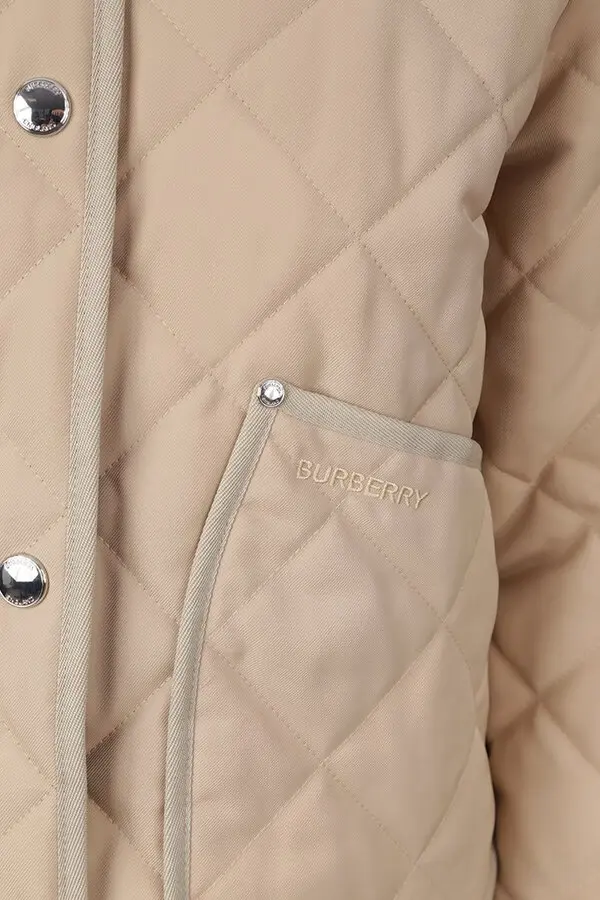 Burberry Cropped Quilted Jacket With Embroidered Logo