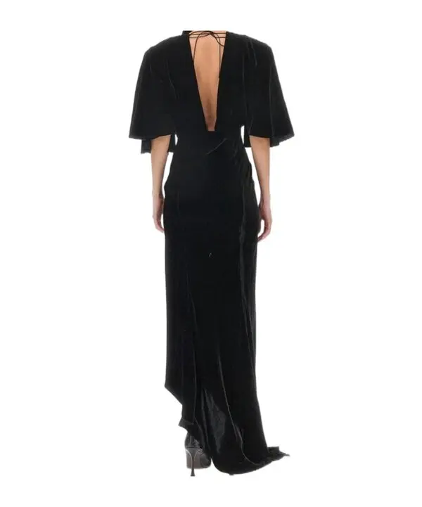 Roberto Cavalli Short Sleeve V-neck Gown
