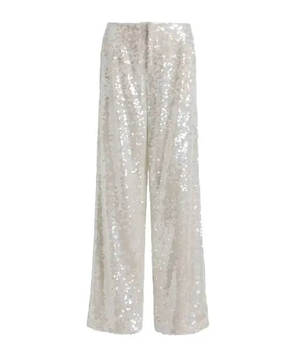 Alberta Ferretti Straight-leg Sequin Embellished Trousers - Ivory