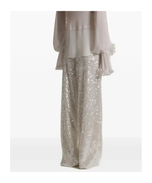 Alberta Ferretti Straight-leg Sequin Embellished Trousers - Ivory