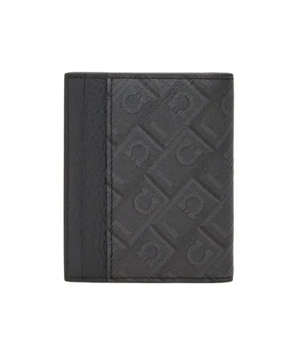 FERRAGAMO Monogram Credit Card Holder - Black/gray