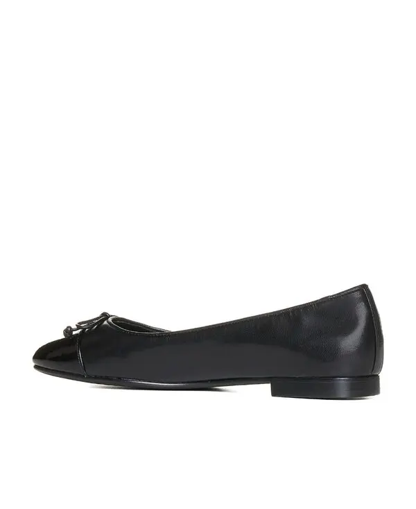 Tory Burch Logo Plaque Cap-toe Ballet Flats