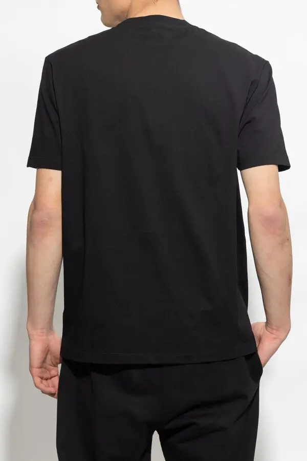 Versace Seashell Baroque Logo Embroidered Crewneck T-shirt - Black