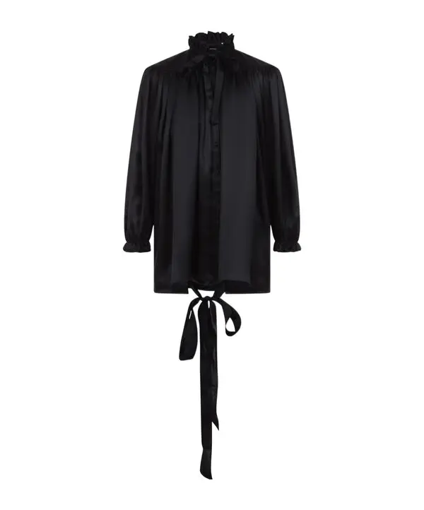 Balenciaga Long Sleeve Lace-up Back Blouse - Black