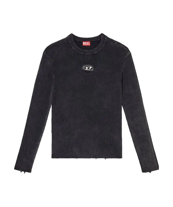 DIESEL® Distressed Cut-out Logo Jumper - Black