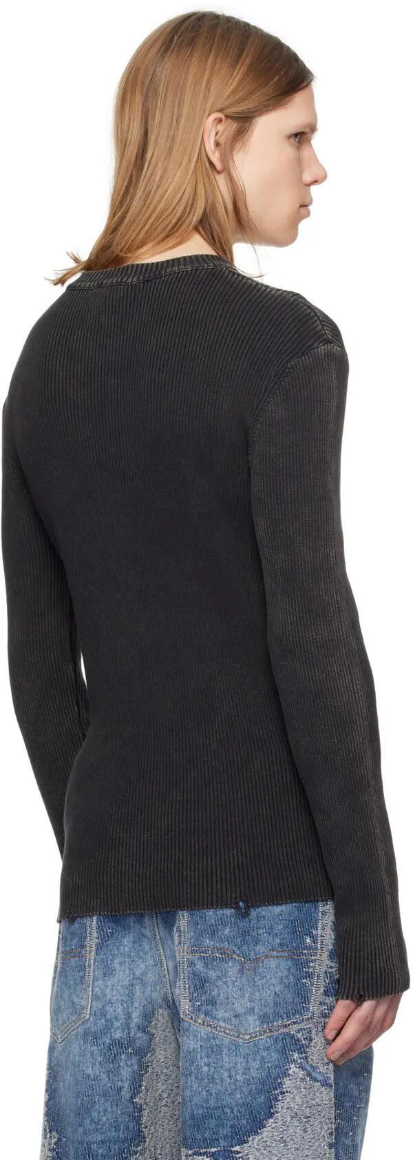 DIESEL® Distressed Cut-out Logo Jumper - Black