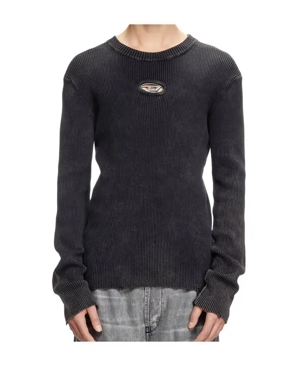 DIESEL® Distressed Cut-out Logo Jumper - Black