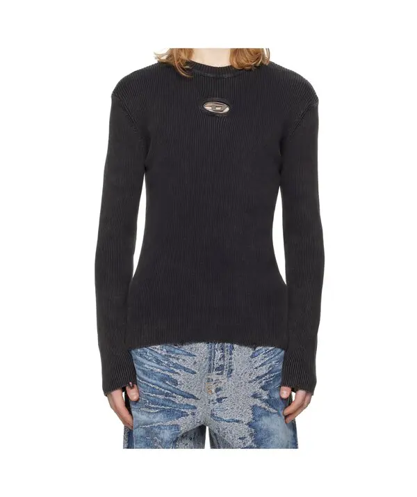 DIESEL® Distressed Cut-out Logo Jumper - Black