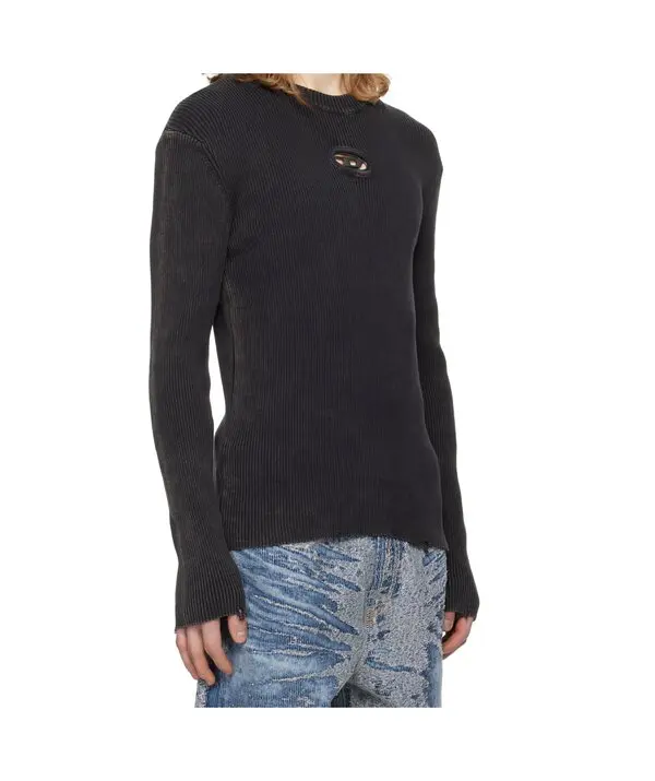 DIESEL® Distressed Cut-out Logo Jumper - Black