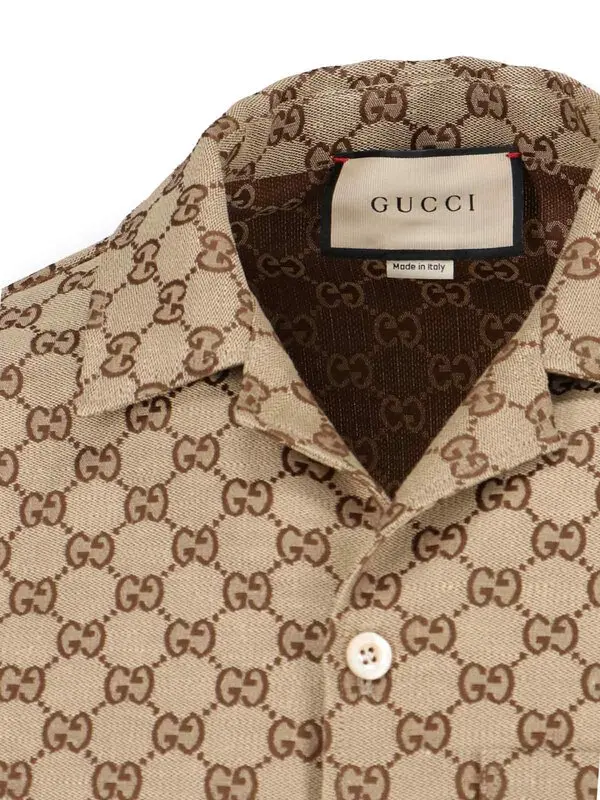 Gucci Gg Supreme Oversized Shirt - Camel/ebony