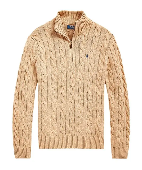 Polo Ralph Lauren Cable-knit Half-zip Jumper - Brown