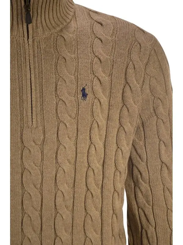 Polo Ralph Lauren Cable-knit Half-zip Jumper - Brown