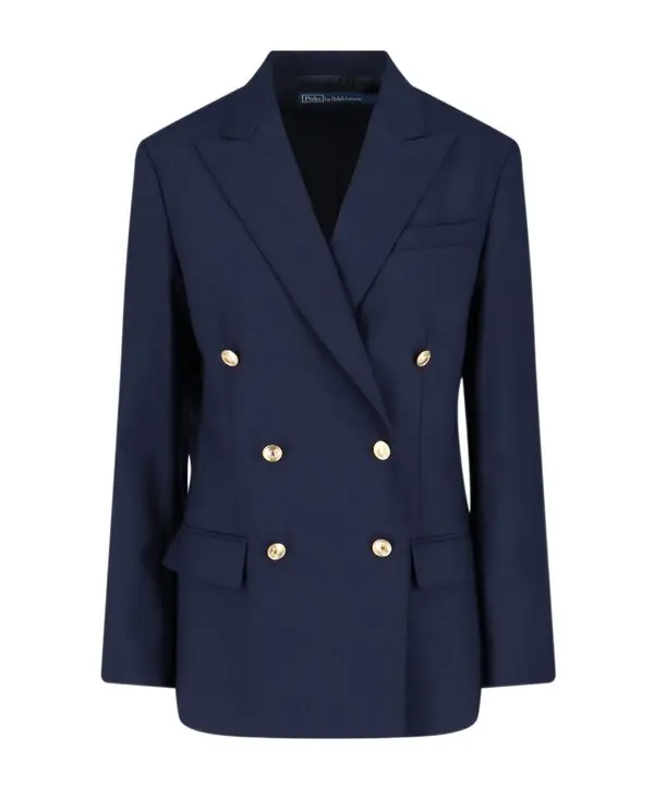 Polo Ralph Lauren Double-breasted Crepe Blazer With Notched Lapel