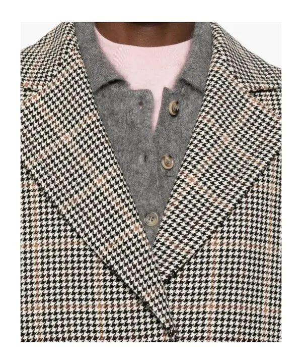 Tagliatore Single-breasted Houndstooth Coat - Grey