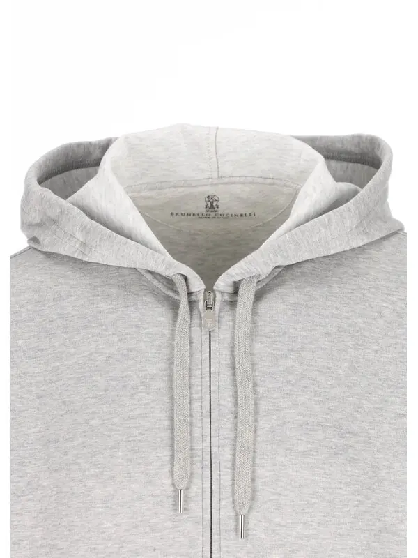 Brunello Cucinelli Zip-up Drawstring Hoodie - Grey