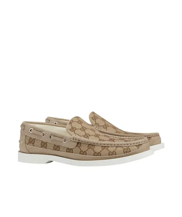 Gucci Gg Canvas Leather Loafers