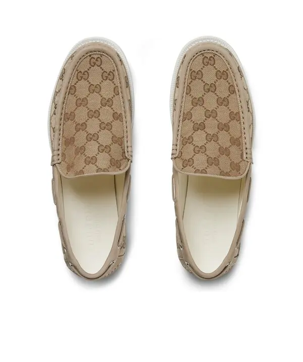 Gucci Gg Canvas Leather Loafers