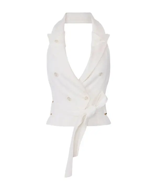 Elisabetta Franchi V-neck Belted Vest - White