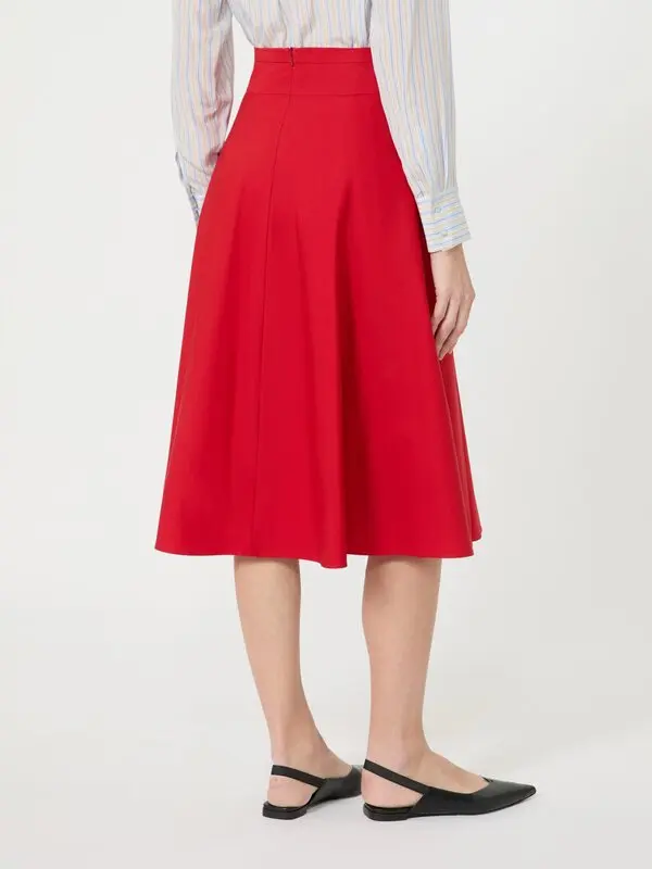 Max Mara Pleated Flared Midi Skirt - Red