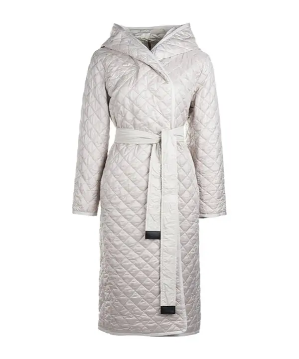 Max Mara Quilted Cotton Robe With Hood And Belt - White