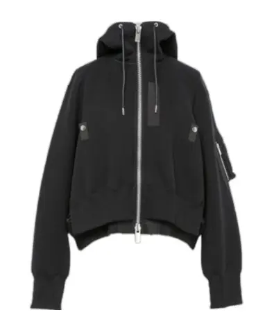 Sacai Zip-up Hooded Jacket - Black