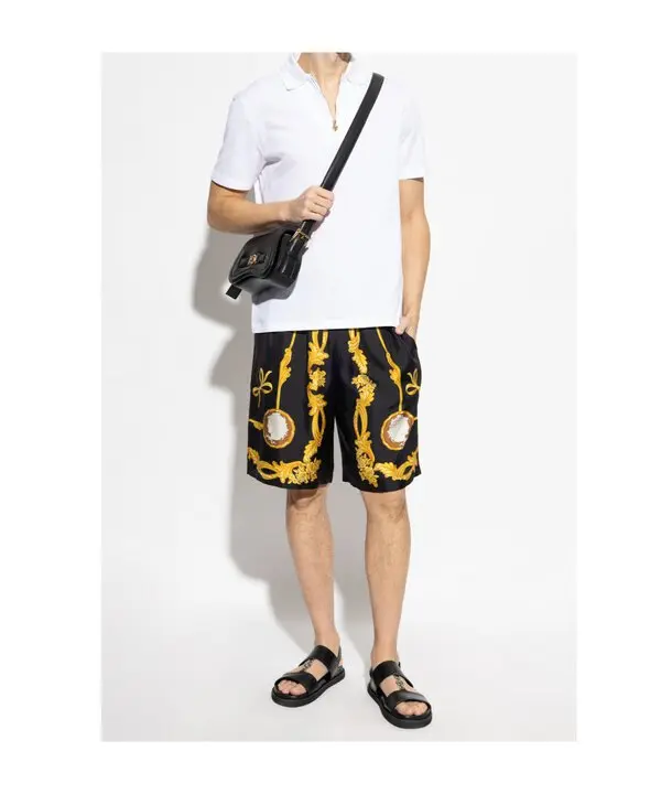 Versace 1/4 Zipped Short-sleeved Polo Shirt - White