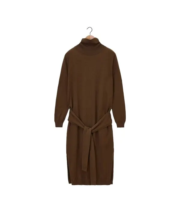 LEMAIRE Ribbed Turtleneck Belted Midi Dress