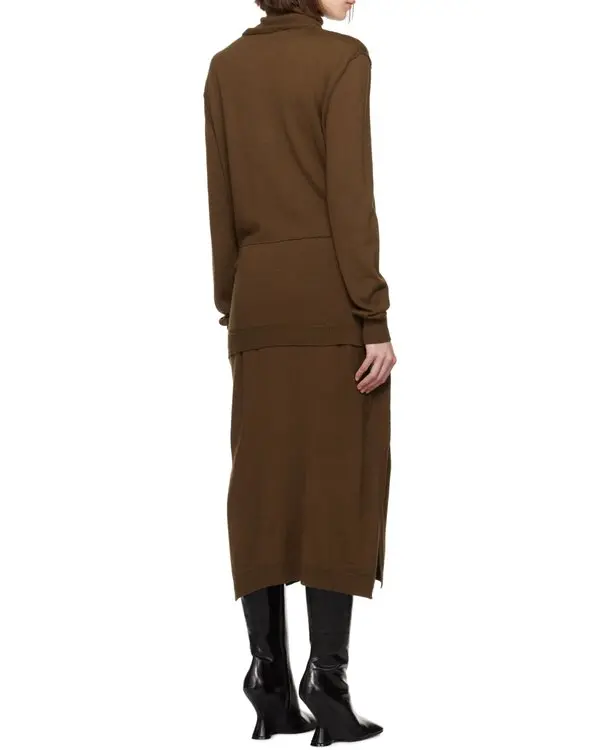 LEMAIRE Ribbed Turtleneck Belted Midi Dress