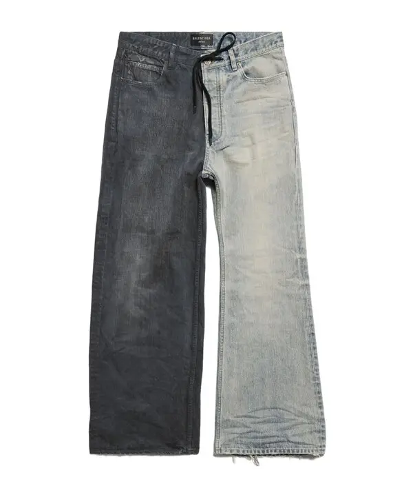 Balenciaga Fifty-fifty Mid-waist Jeans - Dark Grey/light Blue