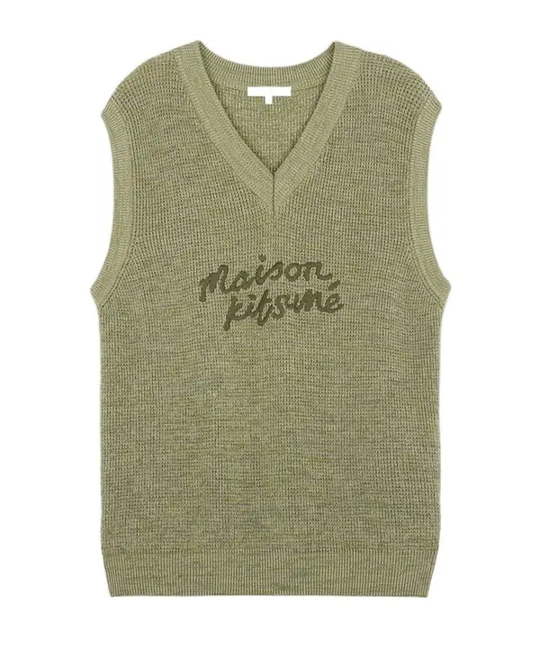 Maison Kitsuné Embroidered Logo V-neck Knit Vest