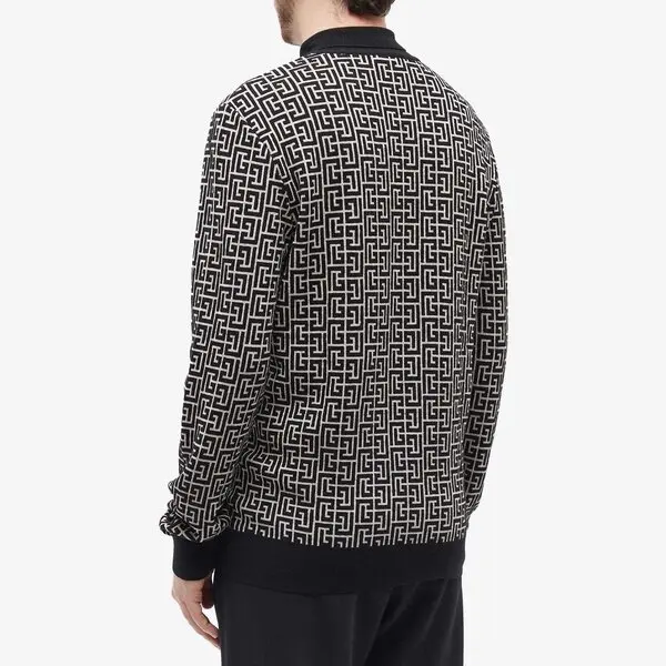 Balmain Monogram Intarsia Knitted Roll-neck Jumper - Black
