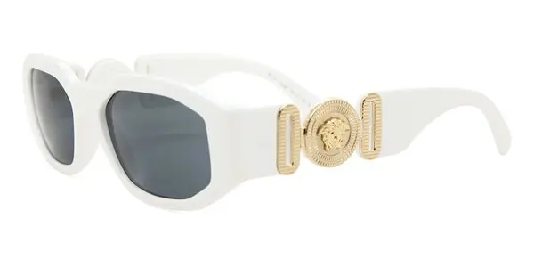 Versace Rectangular Frame Sunglasses With Medusa Embellishment - Gray