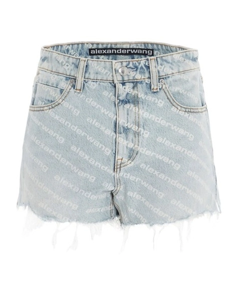 Alexander Wang Bite Logo Denim Shorts - Blue