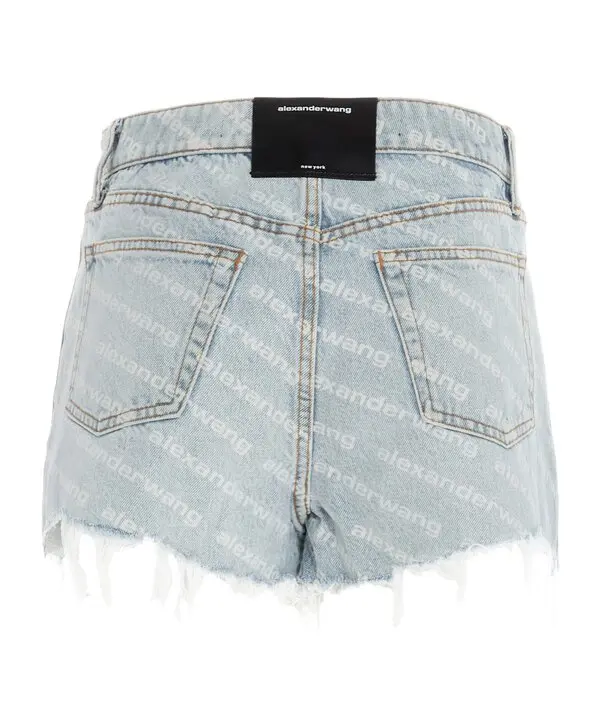 Alexander Wang Logo Print Denim Shorts