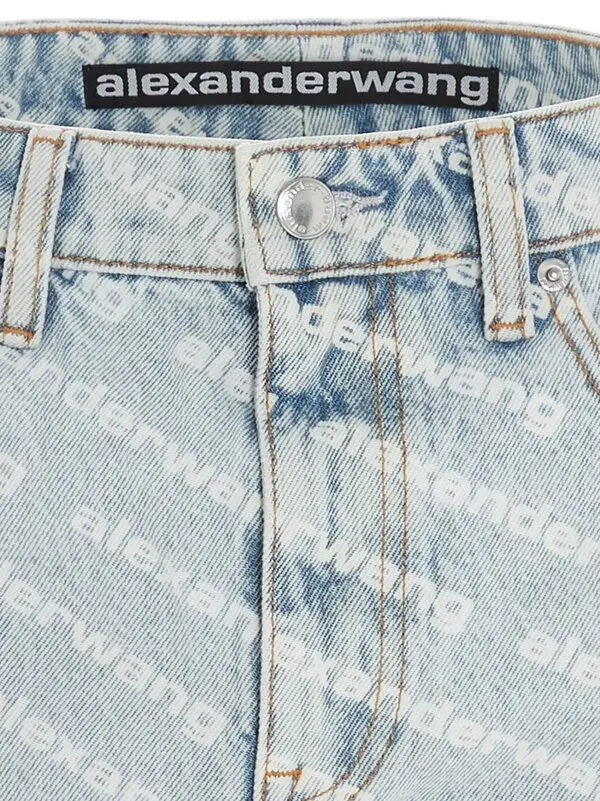 Alexander Wang Logo Print Denim Shorts