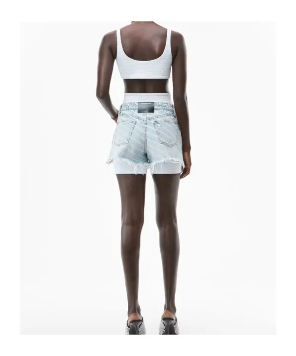 Alexander Wang Logo Print Denim Shorts