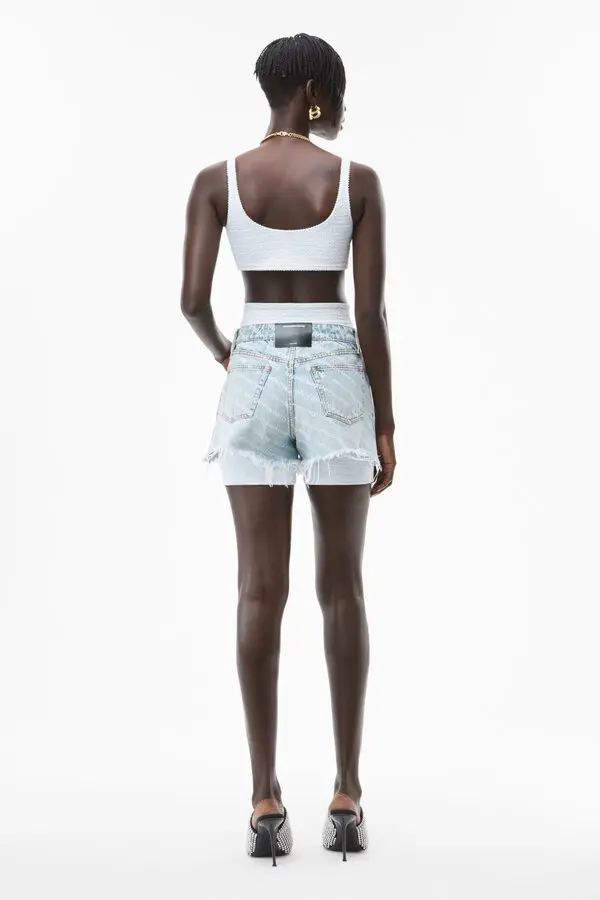Alexander Wang Logo Print Denim Shorts