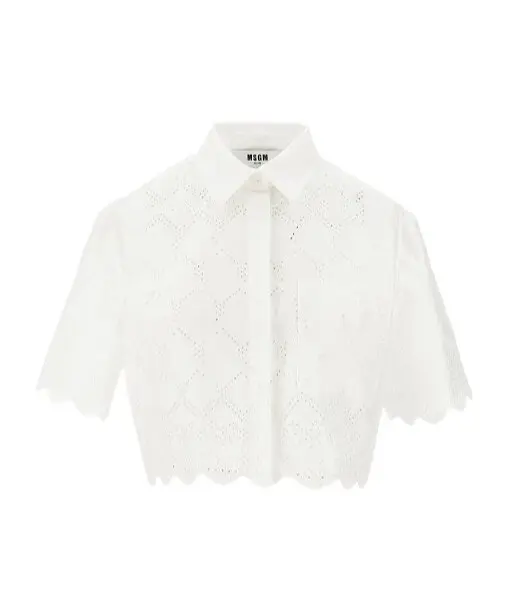 MSGM Cropped Buttoned Shirt With Classic Collar - No