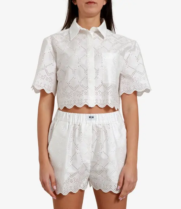 MSGM Cropped Buttoned Shirt With Classic Collar