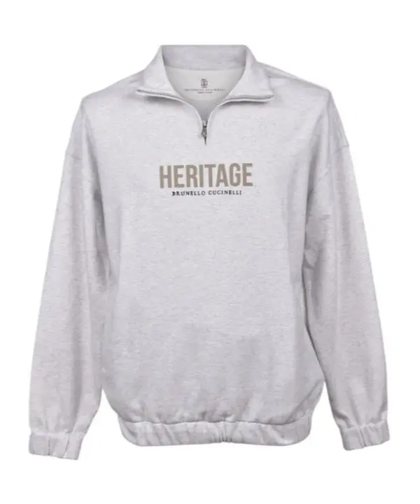 Brunello Cucinelli Logo Printed High Neck Sweatshirt - White