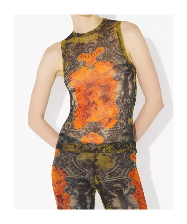 JEAN PAUL GAULTIER Sleeveless Printed Medallion Top